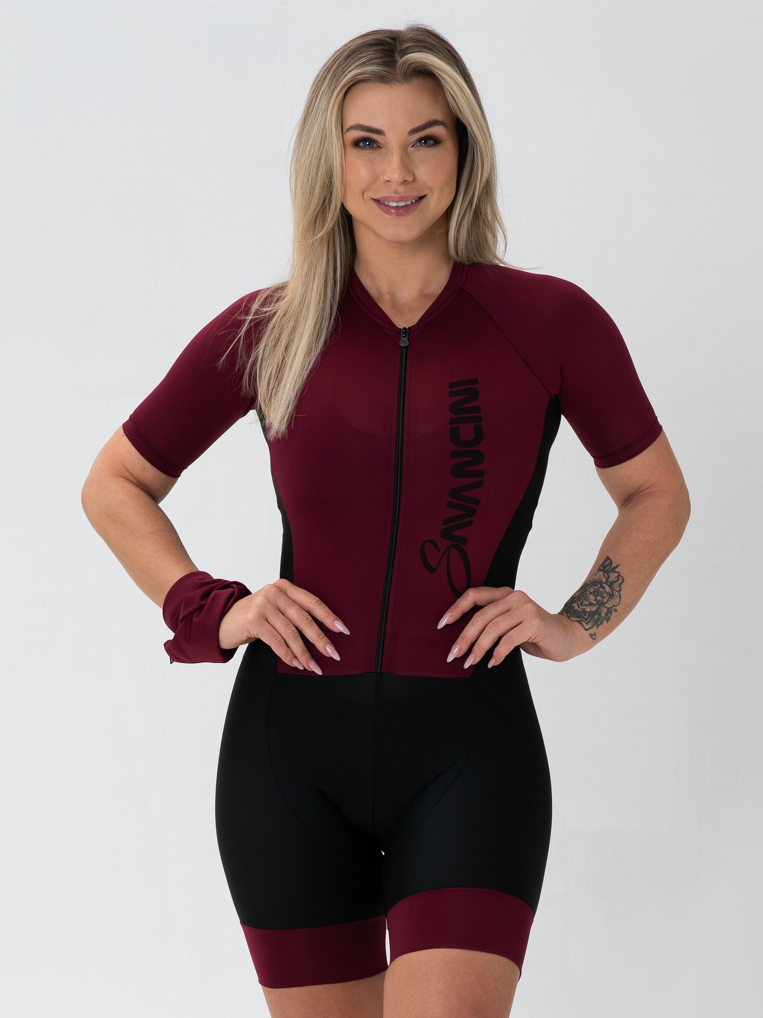 Macaquinho De Ciclismo Feminino Bordô Savancini Fun (1470)