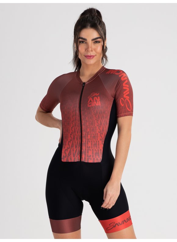 Macaquinho De Ciclismo Feminino Savancini Infinity Rubi