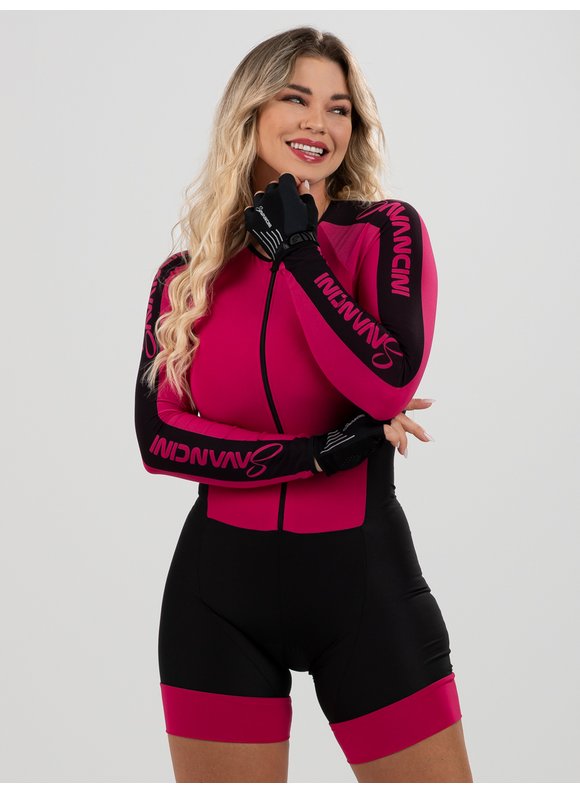 Macaquinho De Ciclismo Manga Longa Impulse Racy Feminino - Forro GEL | Black Friday 2024